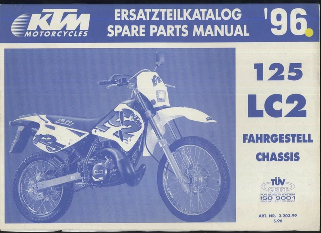 KTM 125 LC2 (1996) Factory Spare Parts Manual Catalogue Book List ...