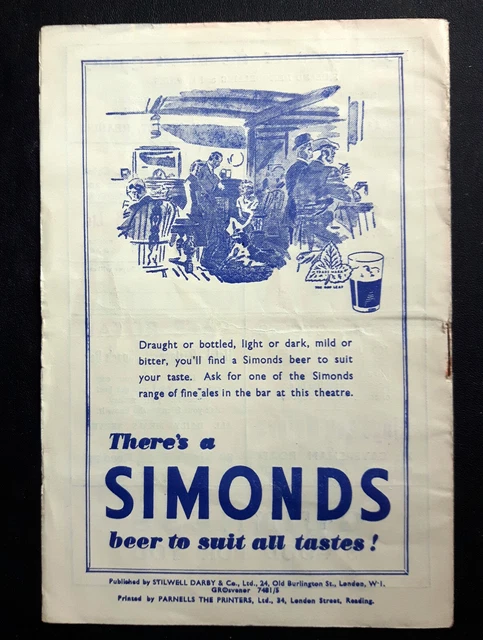 SIMONDS BEER - Full page advert on back of Reading Theatre Programme ...