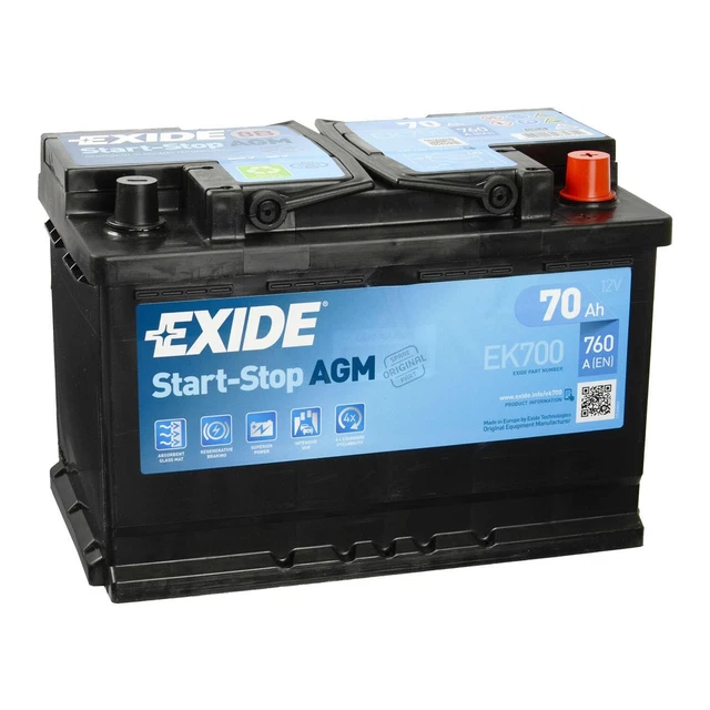 EXIDE EK700 AGM Autobatterie 12V 70Ah EN760A START-STOP STARTERBATTERIE PKW EUR 128,07 - PicClick FR