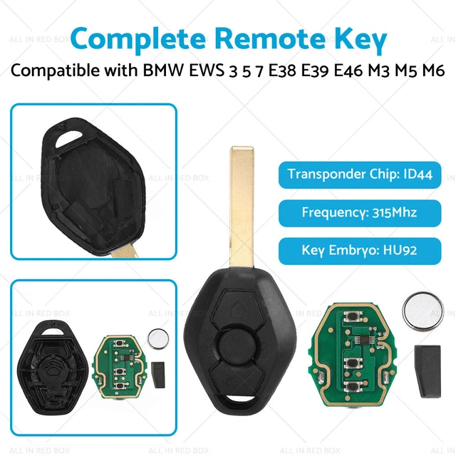 REMOTE KEY FOB 315MHz ID44 Suitable For BMW EWS 3 5 7 E38 E39 E46 M3 M5 ...