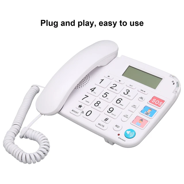 BIG BUTTON PHONE CORDED LANDLINE Mute Function With Speaker For Seniors ...