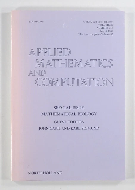 1989 AUG APPLIED MATHEMATICS & COMPUTATION in BIOLOGY artificial life ... 1989 AUG APPLIED MATHEMATICS & COMPUTATION in BIOLOGY artificial life ...