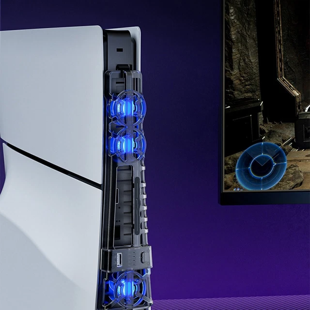 FOR PS5 PRO Cooling Fan with Adjustable Speed and LED Light USB Powered ...