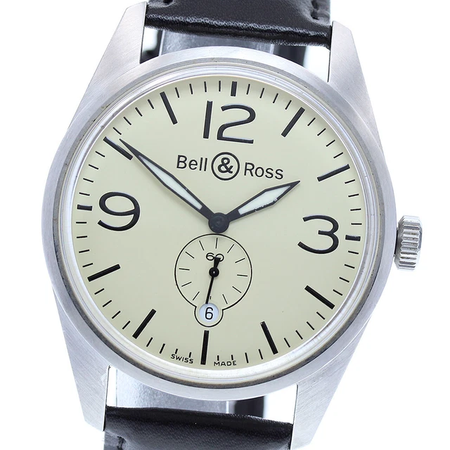 BELL&ROSS VINTAGE BR123-95 Small Second Date Quadrante beige automatico ...