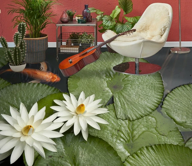 3D WHITE LOTUS 60RAI24 Floor WallPaper Murals Wall Print Decal AJ WALL ...