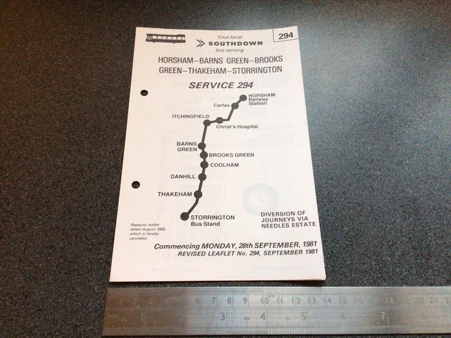 SOUTHDOWN NBC NATIONAL Bus Company Route 294 Timetable September 1981 ...