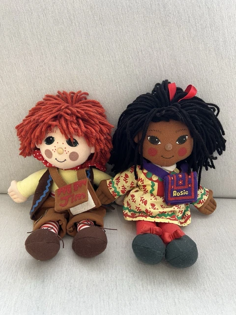 ROSIE AND JIM RAG DOLLS WITH TOTE BAGS SOFT PLUSH TOYS 11" VINTAGE 1997 ...