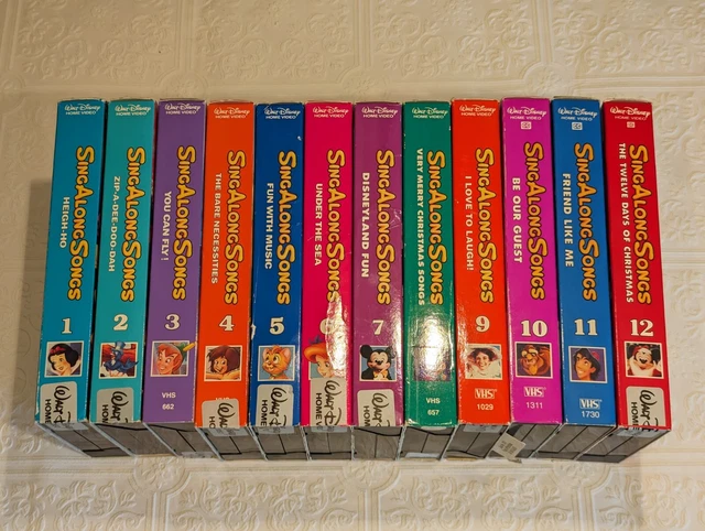 WALT DISNEY HOME Video VHS Sing-along Songs Volume 1 Through 12 Lot $85 ...