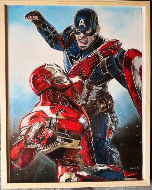 TABLEAU MARVEL CRAYONS polychromes, fusain, pastels secs et feutres EUR ...