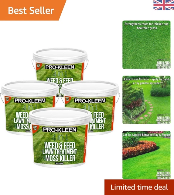 4 X 2.5KG 4-in-1 Weed and Feed Lawn Treatment - Green Grass, Eliminate ...