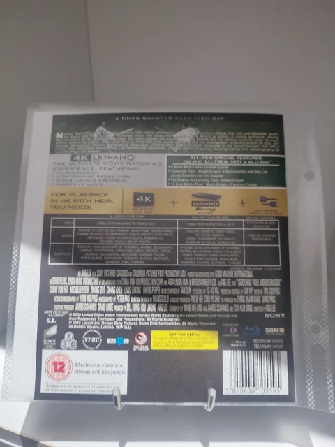 CROUCHING TIGER HIDDEN Dragon 4K Uhd Ultra Hd Blu-Ray *4K Disc & Cover ...