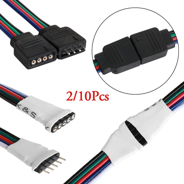 PCS NEW LED Strip Light Cable Male Female Connector 4 pin 5 Pin Adapter ...