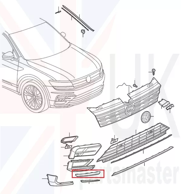 Volkswagen Tiguan R Line New Genuine Front Bumper Trim Moulding Primed