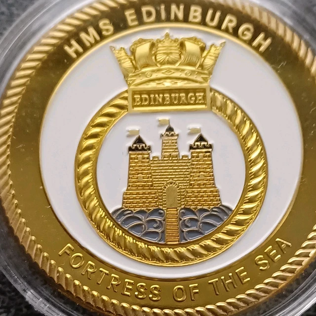 ROYAL NAVY HMS Edinburgh 24ct Gold Plated Collectable Coin 44mm dia £8. ...