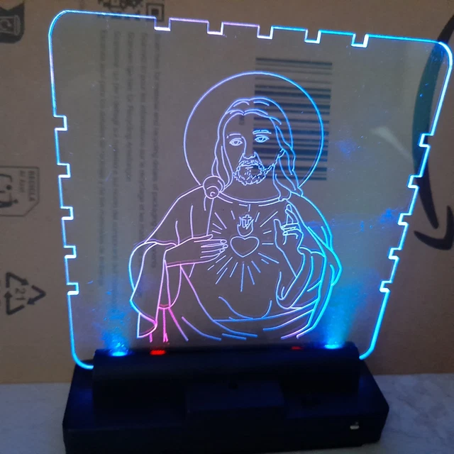 ACRYLIC LED STAND Light Up Decorative Panel Sacred Heart of Jesus £2.22 ...