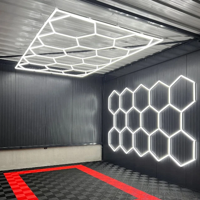 14 HEXAGON LED Lighting Car Detail Garage Workshop Retail Lights ...