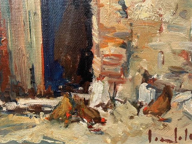 PAINTING ANTIQUE COURTYARD Home And Low Courtyard en Été Signed Soler ...