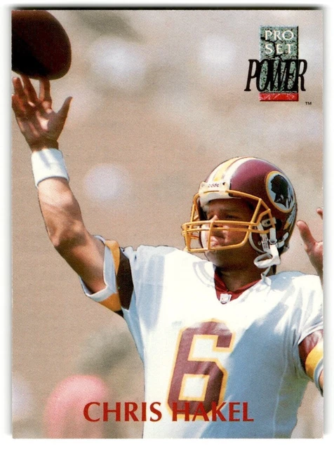 1992 PRO SET Power Rookie Card Chris Hakel Rookie Washington Redskins ...