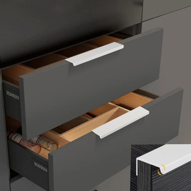 KITCHEN CABINET HANDLES Cupboard Drawer Door Pulls Concealed Finger ...