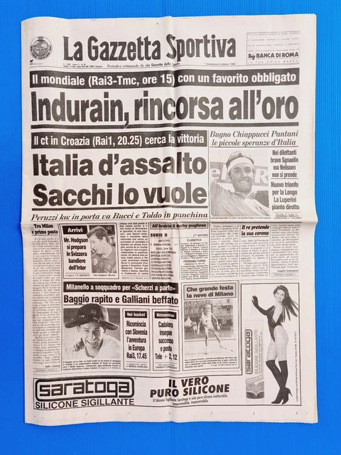 GAZZETTA DELLO SPORT 8 Ottobre 1995 Indurain-Baggio-Sgnaolin-Hodgson-Inter EUR 12,90 - PicClick IT