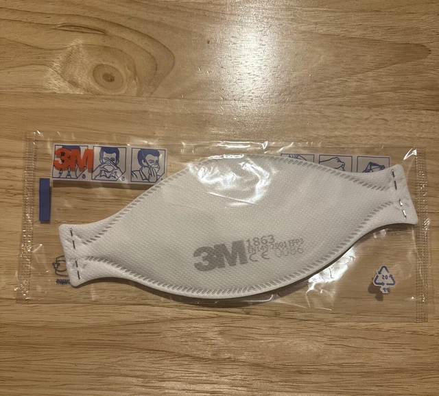 3M AURA 1863 FFP3 Type IIR Respirator Face Mask - White £2.25 - PicClick UK