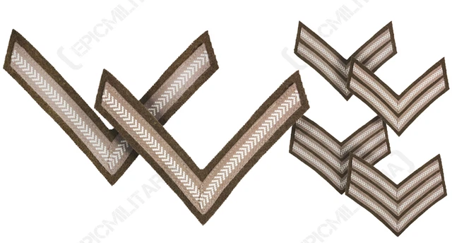 NEW BRITISH ARMY WW2 RANK STRIPES Uniform Patches Chevrons Brown Wool ...