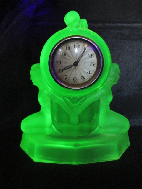 ART DECO GREEN Uranium Glass Walther & Sohne Windsor Clock £149.99 ...