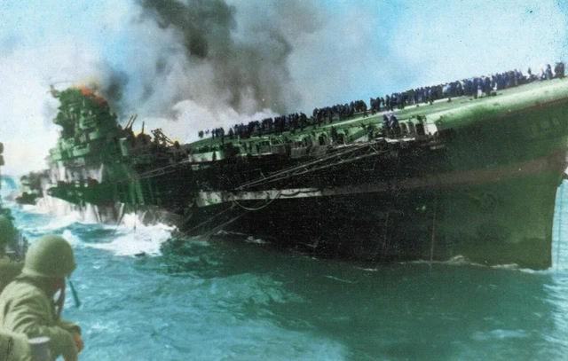 WWII AIRCRAFT CARRIER USS FRANKLIN CV-13 War Damage US Navy Ship ...