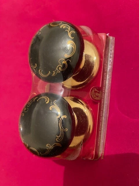 VINTAGE GAINSBOROUGH PASSAGE Set 1980's Black Gold Door Knob Handle New NOS $53.25 - PicClick AU