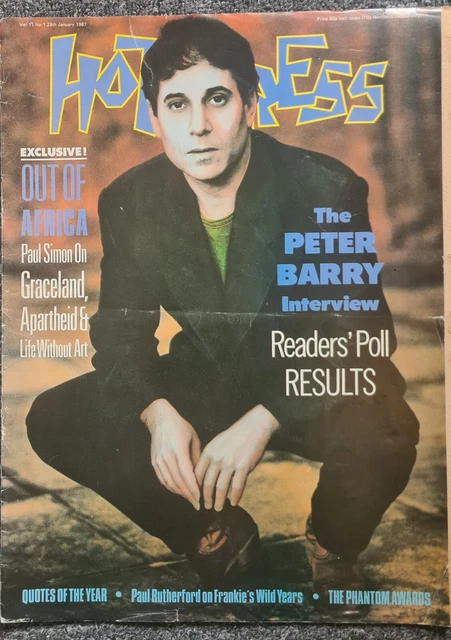 MAGAZINE HOT PRESS PAUL SIMON ON GRACELAND, PETER BARRY. VOL 11 N°1 Jan ...