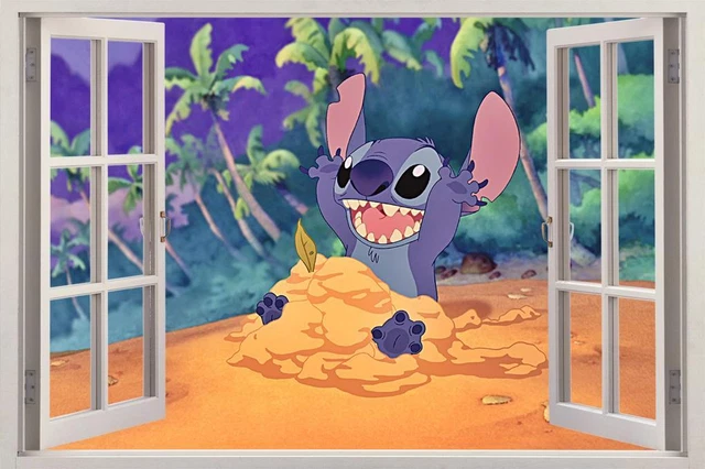 LILO & STITCH 3D Window View Decal Graphic WALL STICKER Art Mural ...
