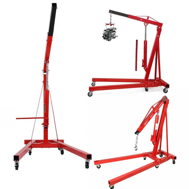 MANUAL MOBILE CRANE Folding Shop Crane Engine Hoist Repair Hydraulic ...