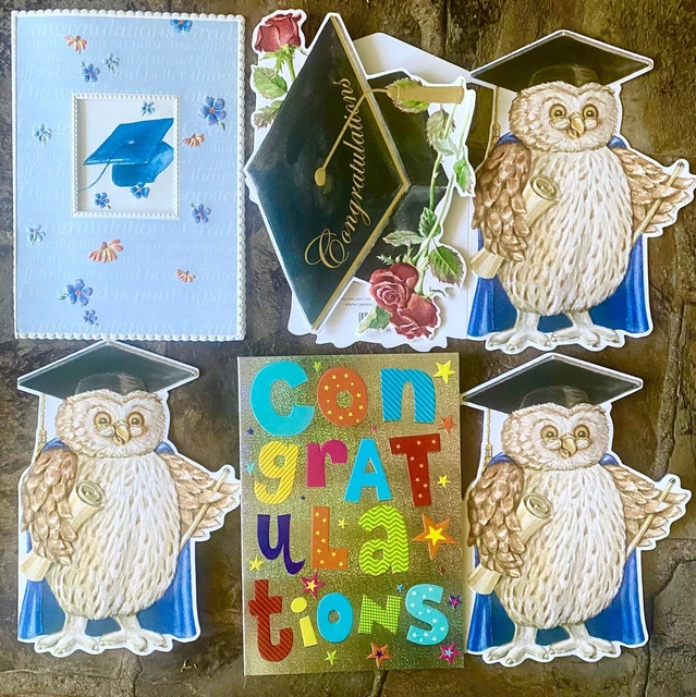 6 X CONGRATULATIONS Graduate greeting cards owl mortar board with ...