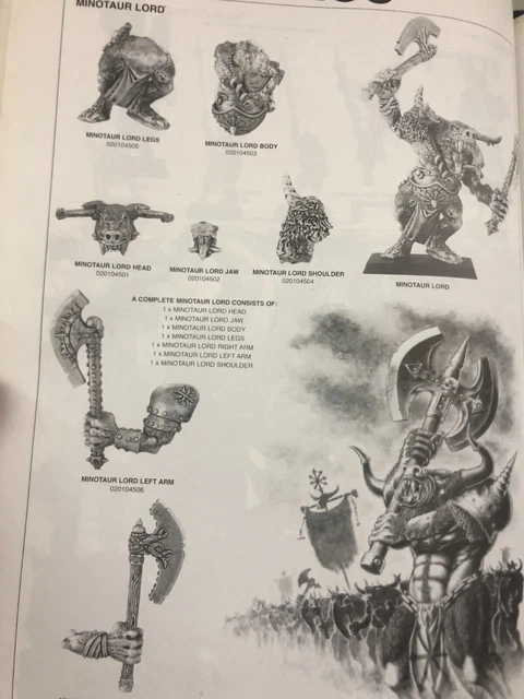 WARHAMMER BEASTMEN CLASSIC Doombull Minotaure Lord Hero COMPLET métal ...