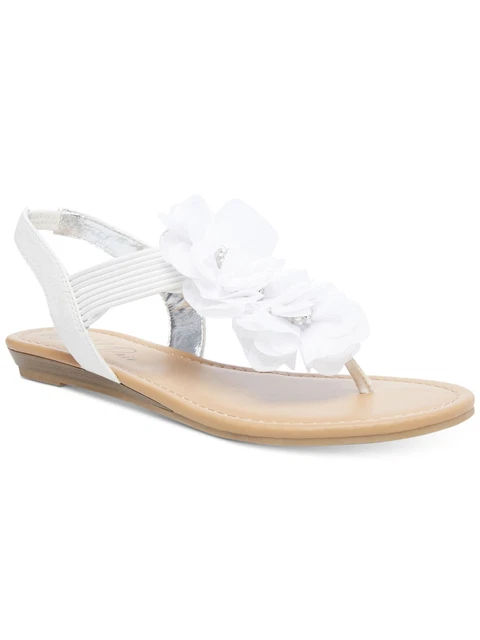 WILD PAIR WOMENS White Sari Toe Wedge Slip On Thong Sandals Shoes 6.5 M ...