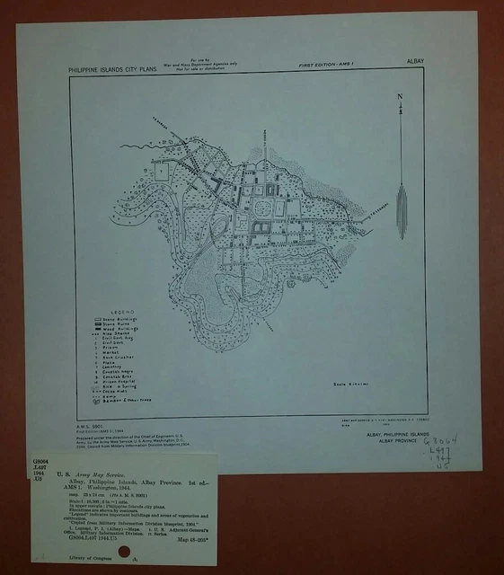 1944 US ARMY Map City Plan of Albay Philippines WW 2 Military £71.40 ...