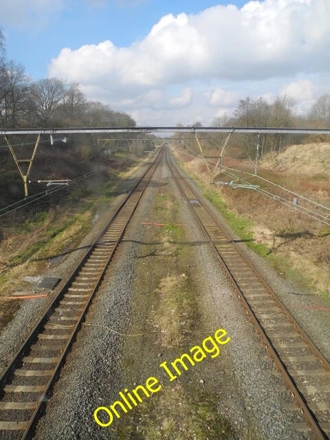 PHOTO 6X4 RAILWAY Line at Hattersley Broadbottom Looking northwest ...