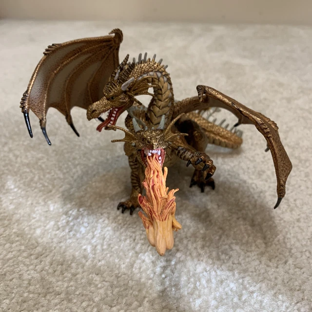 PAPO GOLDEN TWO Headed Dragon Fire Breathing Hydra Toy Figure Mythical ...