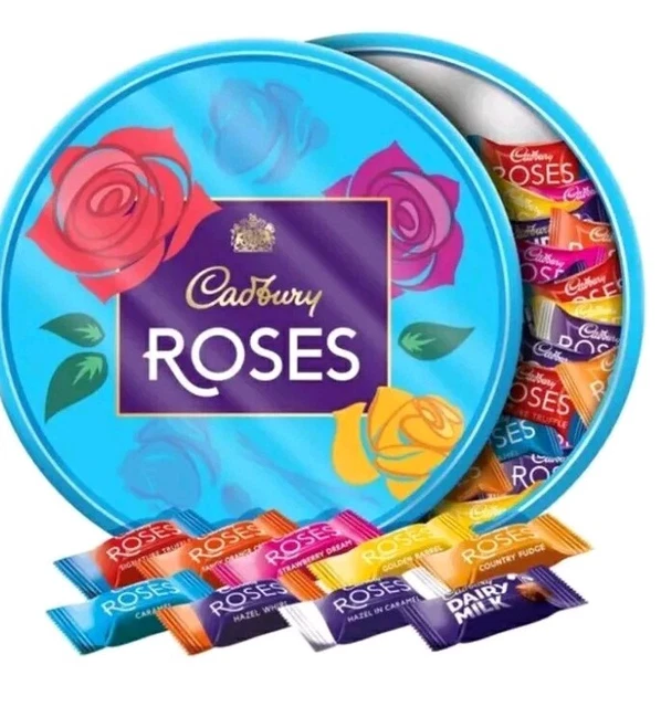 NEW ROSES VARIETY Milk Chocolates Tub Sweets Mixed Chocs Cadburys 03/25 ...