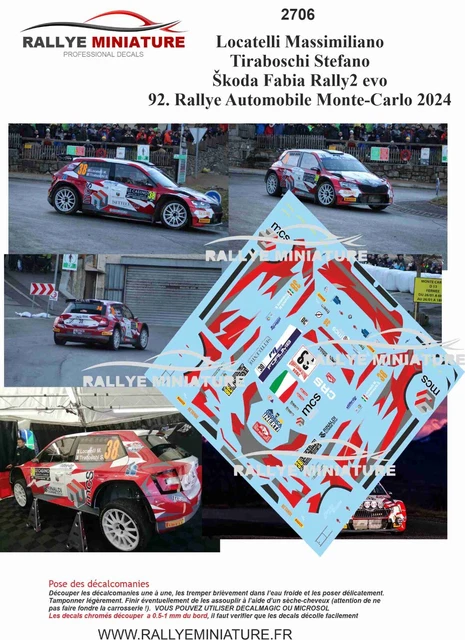 DECALS 1/43 REF 2706 Skoda Fabia Locatelli Rallye Monte Carlo 2024 Wrc ...