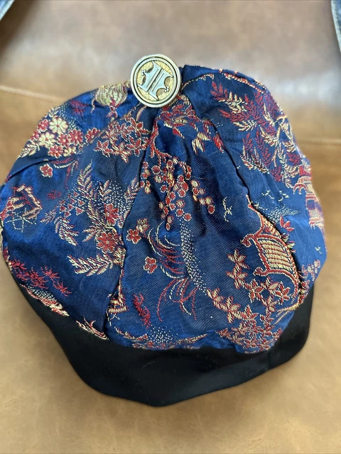 BLUE CHINESE MANDARIN Emperor Style Hat Cap Japanese Fancy Dress ...
