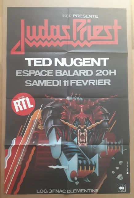 JUDAS PRIEST TED Nugent - french poster concert 1984 - original vintage ...