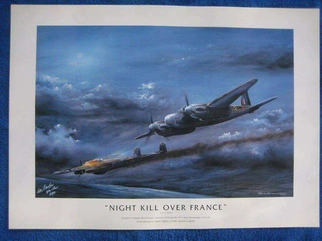 WW2 MOSQUITO 456 Sqn Raaf Print "Night Kill Over France" Bob Cowper Dfc ...