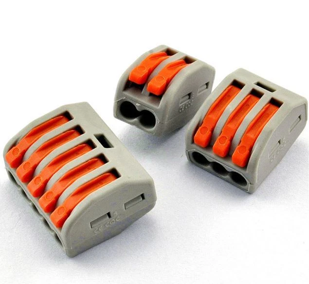 SPRING LEVER TERMINAL BLOCK ELECTRIC CABLE WIRE CONNECTOR REUSABLE - 2 ...