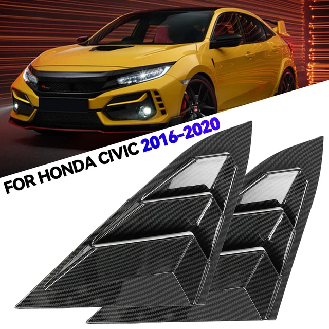 2X REAR WINDOW Side Shutter Vent Carbon Fiber Louver For Honda Civic ...