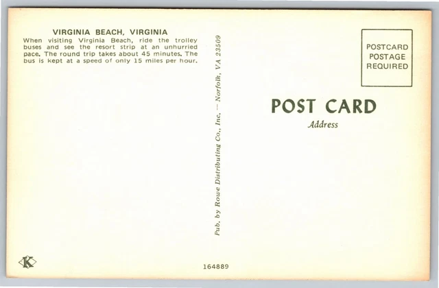 VIRGINIA BEACH VA Trolley Bus "Holly" 25¢ Fare Chrome Postcard $4.09 ...