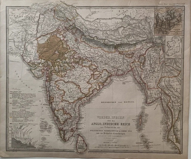 ANTICA MAPPA 1856 India impero anglo-indiano Ceylon Nepal EUR 45,00 - PicClick IT