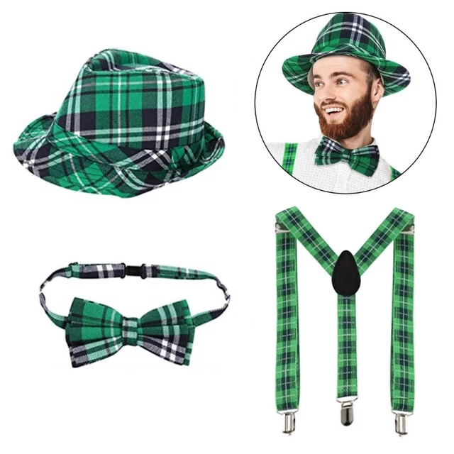 PATRICK DAY COSTUME Accessory with Necklace Headband Suspenders ...