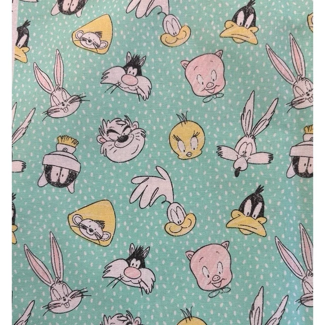 1 YARDS LOONEY Tunes Bugs Bunny Fabric - 36 x 44" - mint Green Camelot ...