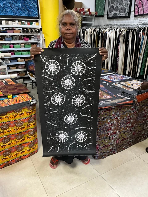 SHARON BUTCHER ABORIGINAL Artist Painting EVENING STAR Papunya 55X109cm ...